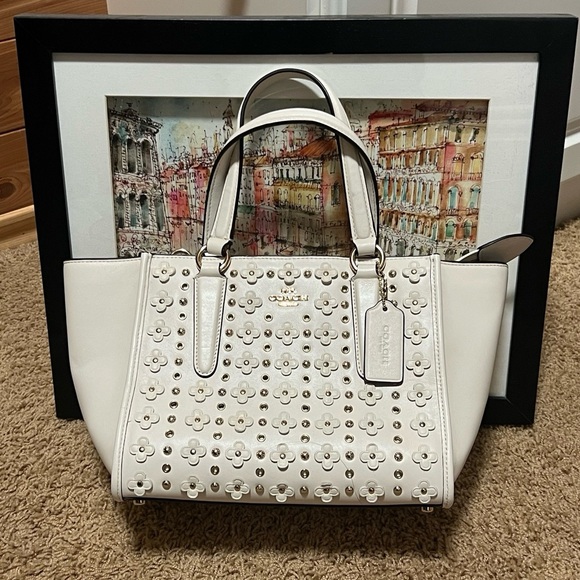 Coach | Bags | Nwt Coach Mini Crosby Carryall Floral Rivets Chalk White ...